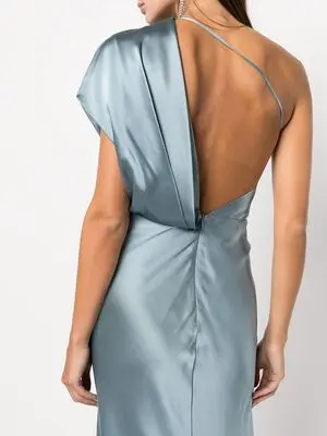 Michelle Mason Asymmetric Open Back Gown - Blue