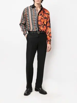 Roberto Cavalli Patchwork Rose-print Silk Shirt