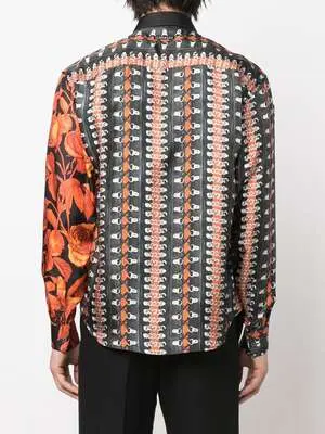 Roberto Cavalli Patchwork Rose-print Silk Shirt