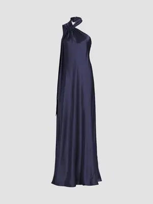 Galvan Ushuaia Satin Tieneck Gown - Midnight