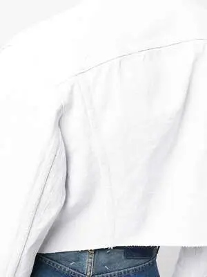 MAISON MARGIELA Collarless Cropped Denim Jacket - White