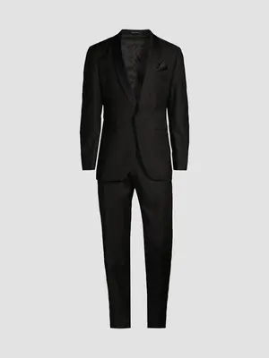 SAKS FIFTH AVENUE Collection Satin Shawl Collar Wool Tuxedo - Black