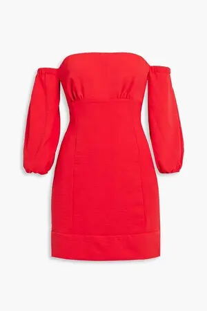 VIX PAULA HERMANNY Mercia Offtheshoulder Gathe Textu Crepe Mini Dress - Red