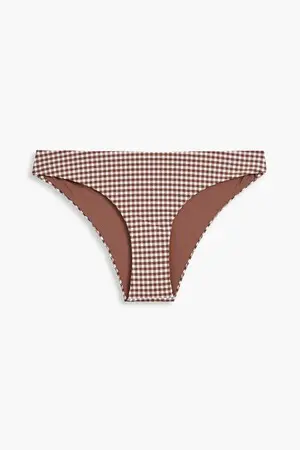 Onia Onia Daisy Gingham Seersucker Bikini Briefs - Brown