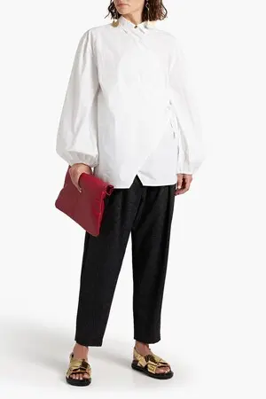 GANNI Cottonpoplin Wrap Blouse