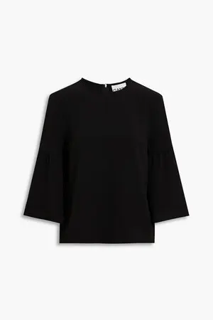 GANNI Gathered Crepe Top - Black
