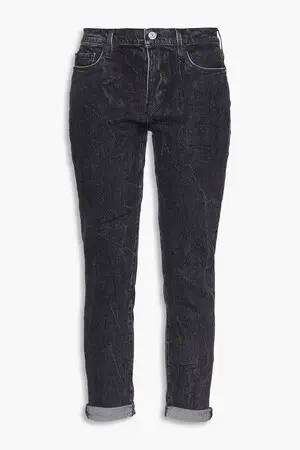 FRAME Le Garcon Cropped Midrise Tapered Jeans - Dark Gray
