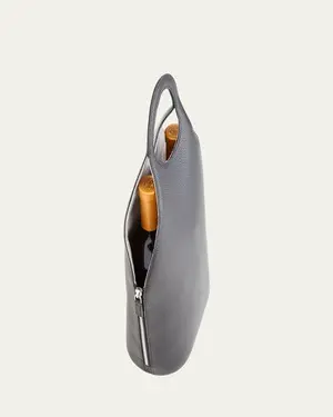 ROYCE NEW YORK Personalized Leather Double Wine Champagne Carrying Case - Black