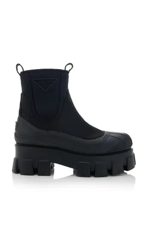Prada Monolith Gabardine; Rubber Boots
