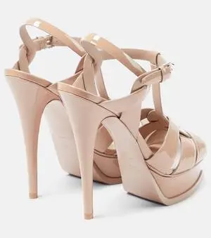 Saint Laurent Tribute 135 Platform Sandals - Beige
