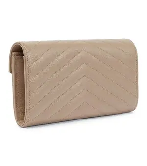 Saint Laurent Monogram Large Leather Wallet - Beige