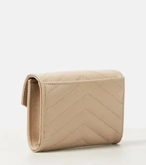 Saint Laurent Monogram Small Leather Wallet - Beige