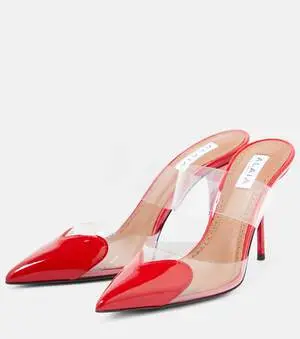 AZZEDINE ALAIA Cœur Patent Leather And Pu Mules - Red