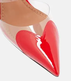 AZZEDINE ALAIA Cœur Patent Leather And Pu Mules - Red
