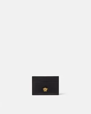 Versace La Medusa Leather Card Holder - Black+gold