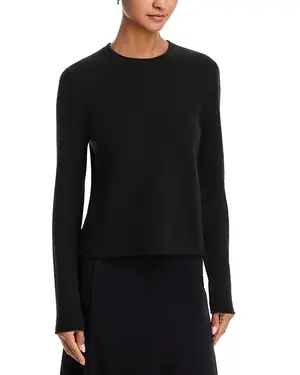 Aqua 100% Cashmere Rolled Edge Sweater Black