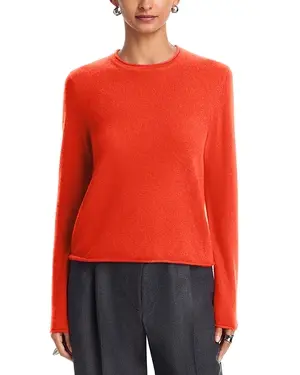 Aqua 100% Cashmere Rolled Edge Sweater Clementine
