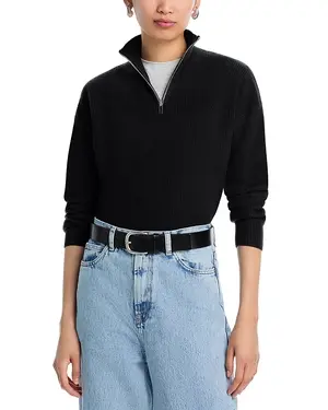Aqua 100% Cashmere Quarter Zip Sweater