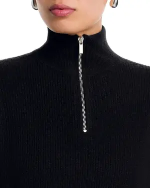 Aqua 100% Cashmere Quarter Zip Sweater