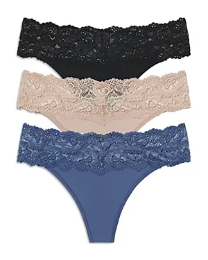 SKARLETT BLUE Goddess Thong, Set Of 3 Black/cashmere/rain Drop