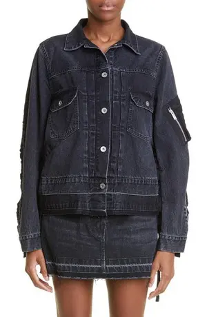 Sacai Hybrid Denim MA-1 Jacket Black