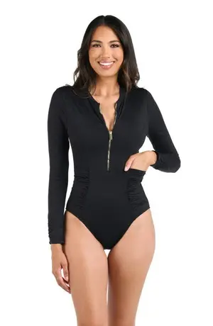 La Blanca Island Goddess Ruched One-piece Swimsuit