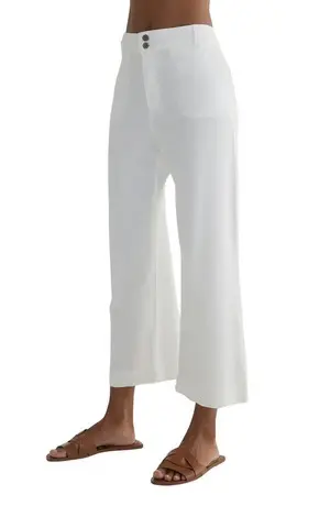 Bella Dahl Saige Wide Leg Cropped Trousers - White