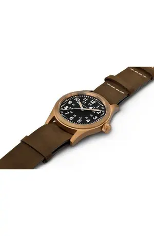 Hamilton Khaki Field Mechanical Leather Strap Watch - Brown