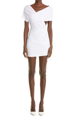 LAQUAN SMITH Cutout Ruched Off The Shoulder Minidress