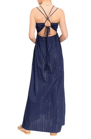 EVERYDAY RITUAL Hazel Long Cotton Nightgown - Midnight Shimmer