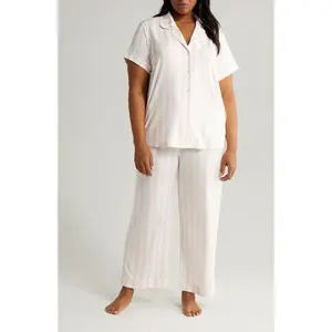 Nordstrom Moonlight Eco Crop Pajamas Pink Cake Medium Stripe