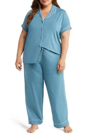Nordstrom Moonlight Eco Crop Pajamas Teal Calypso