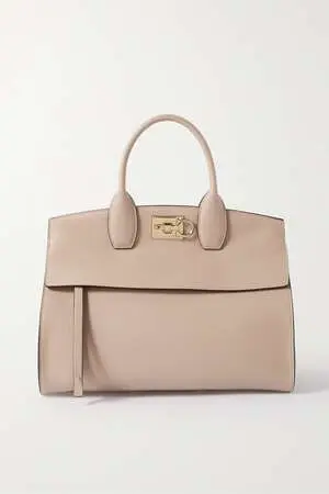 FERRAGAMO Beige Studio Textured-leather Tote Beige