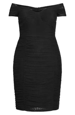 City Chic Sophia Ruched Off-the-shoulder Dress
