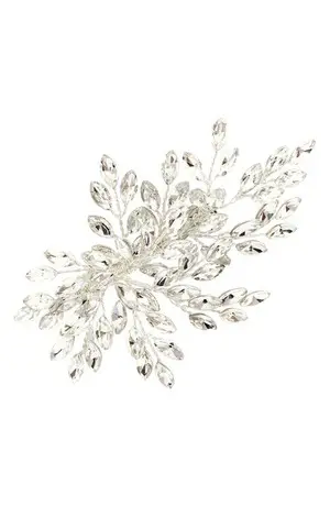 Brides & Hairpins Brides & Hairpins Sahara Crystal Leaf Hair Clip Silver