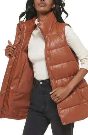 LEVI'S 361™ Faux Leather Puffer Vest With Belt