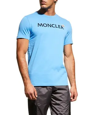 Moncler Men's Logo Patch Crew T-shirt - Navy
