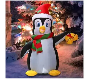 JOIEDOMI 5-ft Christmas Penguin Inflatable - One-color