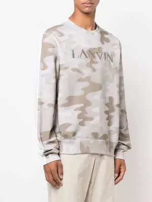 LANVIN Camouflage Print Embroidered Logo Sweatshirt