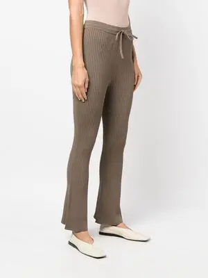 Nanushka Ribbed Knitted Cropped Trousers - Brown