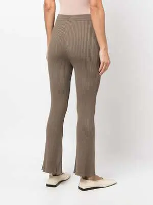 Nanushka Ribbed Knitted Cropped Trousers - Brown
