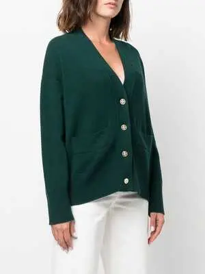 BARRIE V-neck Cashmere Cardigan - Green