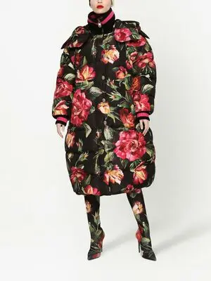Dolce & Gabbana Long Floral-print Down Jacket