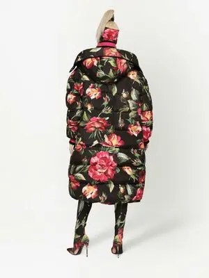Dolce & Gabbana Long Floral-print Down Jacket