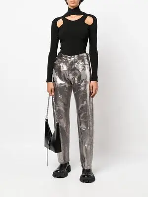 DIESEL® Metallic-effect Distressed Straight Leg Jeans