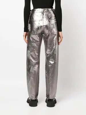 DIESEL® Metallic-effect Distressed Straight Leg Jeans