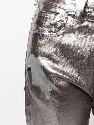 DIESEL® Metallic-effect Distressed Straight Leg Jeans