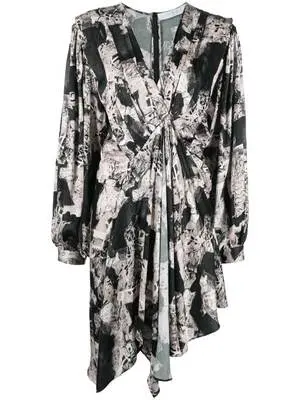 IRO PARIS Nirveli Printed Asymmetric Mini Dress - Black