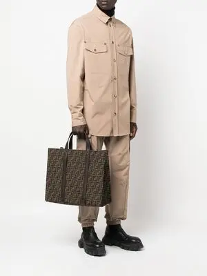 Fendi Ff Jacquard-motif Tote Bag - Brown