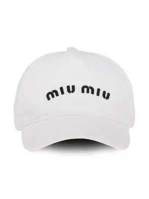 Miu Miu Logo-Embroidered Baseball Cap - White | Editorialist